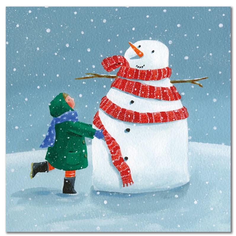 DRESSING THE SNOWMAN Christmas Card | Yarn Queen Prague - Vlny a příze